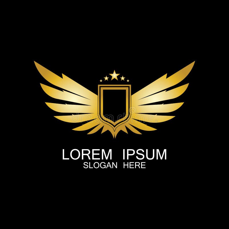 Winged Shield Gold Logo Design Symbol Vector Illustration-vector Stock ...