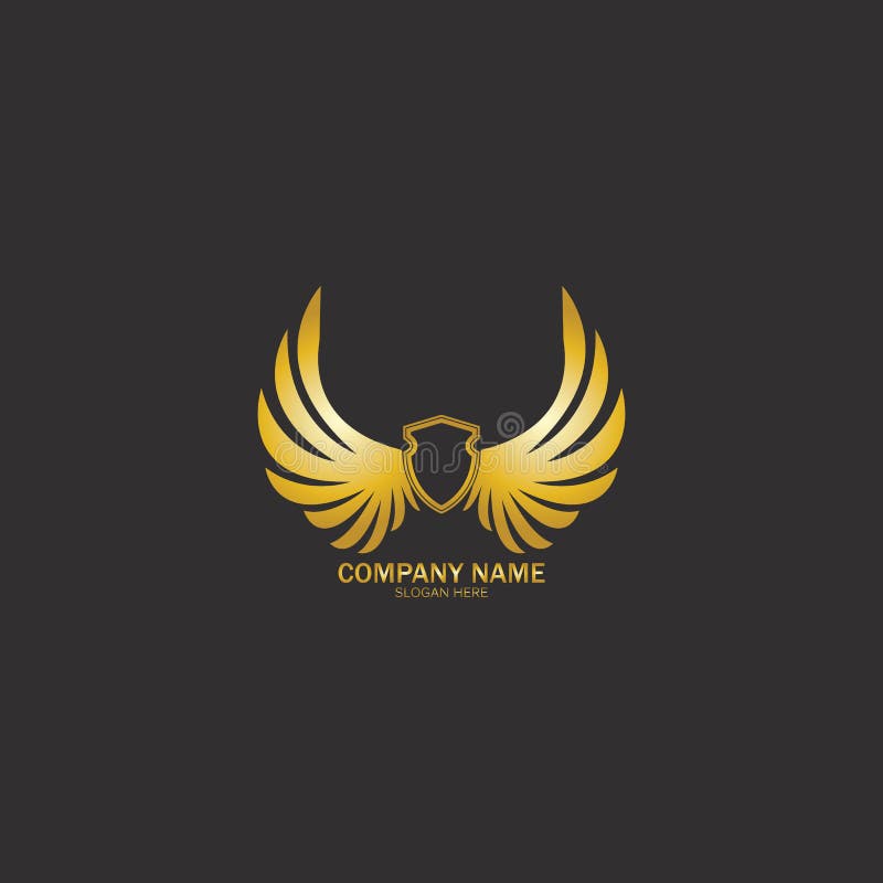 Winged Shield Gold Logo Design Symbol Vector Illustration-vector Stock ...