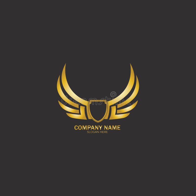 Winged Shield Gold Logo Design Symbol Vector Illustration-vector Stock ...