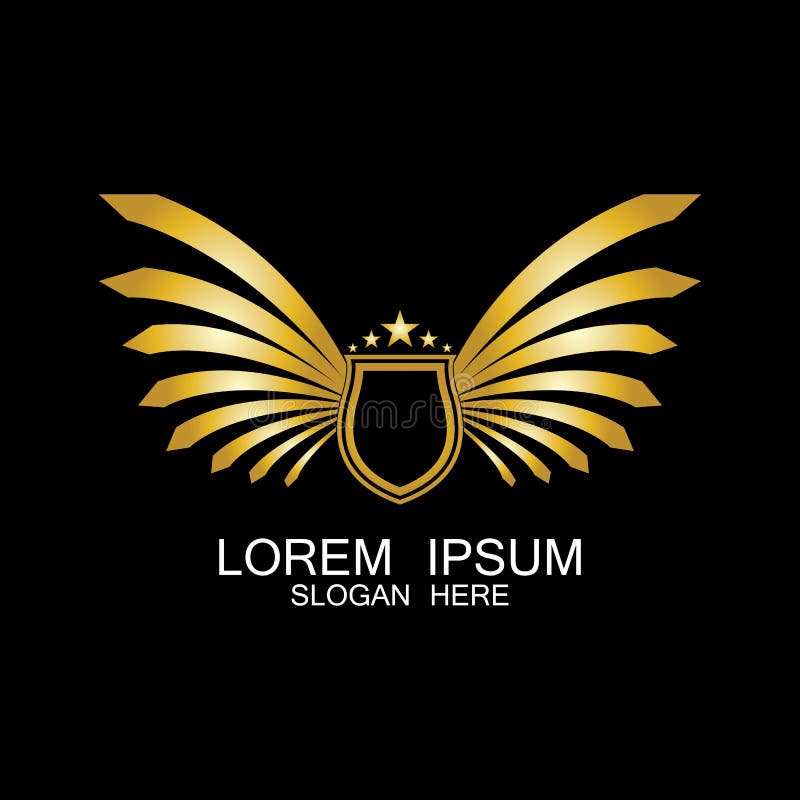 Winged Shield Gold Logo Design Symbol Vector Illustration-vector Stock ...