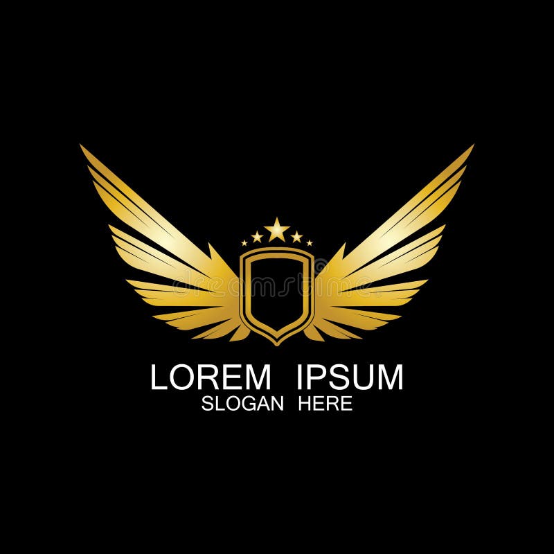 Winged Shield Gold Logo Design Symbol Vector Illustration-vector Stock ...