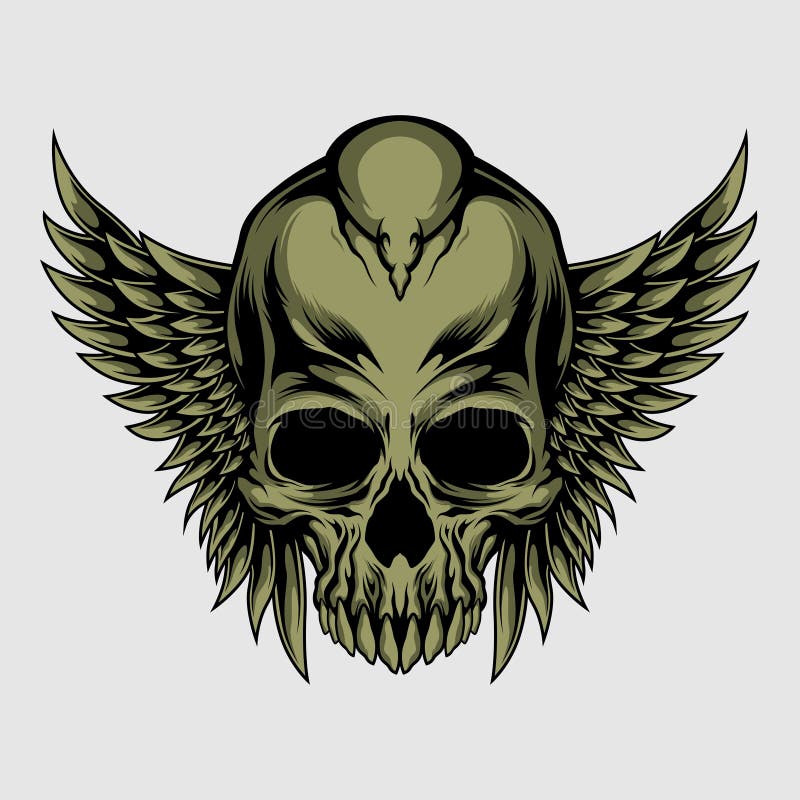 Winged skull illustration stock vector. Illustration of graphic - 170646073