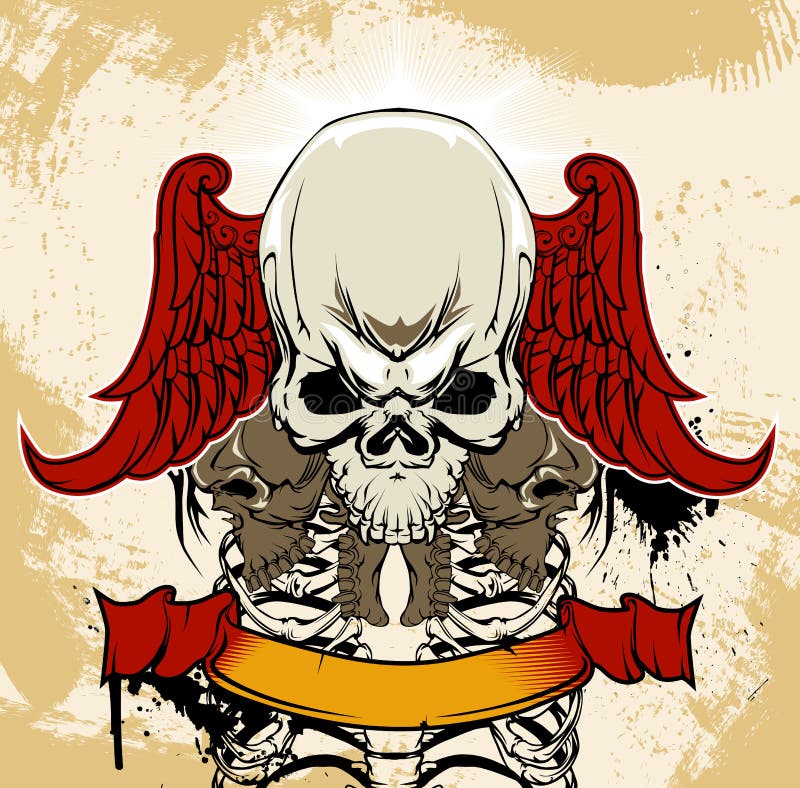 Winged Skull and Ribs, Anatomical Illustration Stock Vector ...