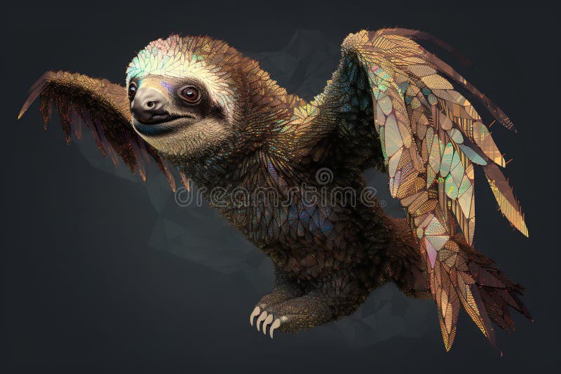 A Winged Sloth with Fish Scales. Generative AI Stock Illustration ...
