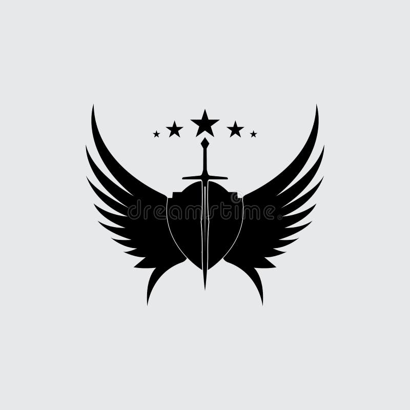The Winged Sword with Shield Vector Icon Stock Vector - Illustration of ...