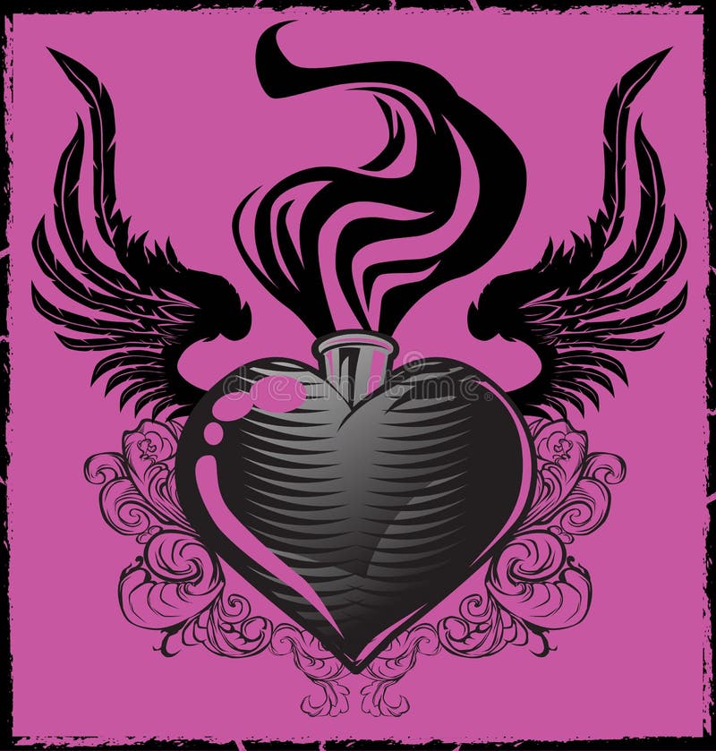 Winged Tattoo Heart stock vector. Illustration of love - 62329922