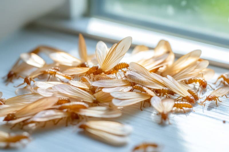 Winged Termites Crawling on Windowsill: Pest Control Problem Stock ...
