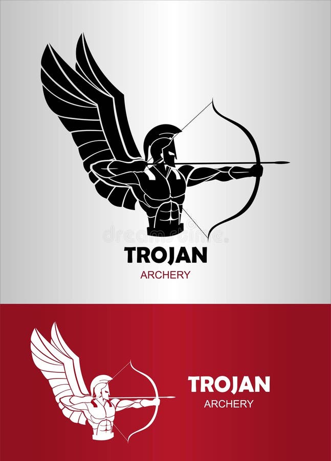 Winged Trojan Archery stock vector. Illustration of label - 342023563