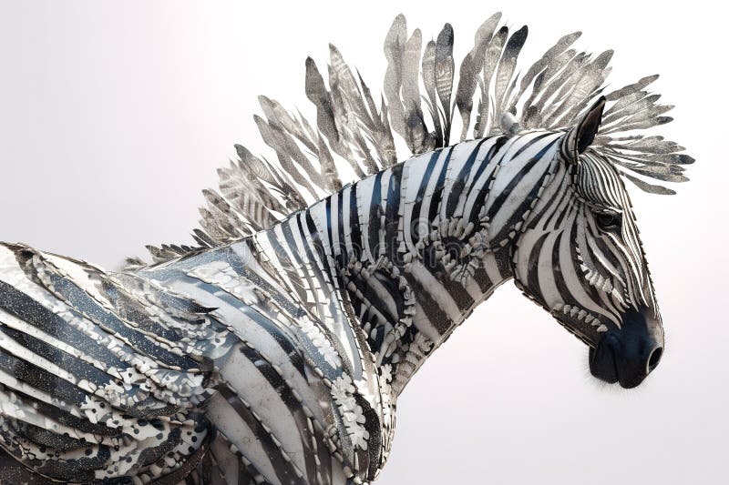 A Winged Zebra with Scales instead of Fur. Generative AI Stock ...