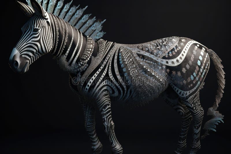 A Winged Zebra with Scales instead of Fur. Generative AI Stock ...