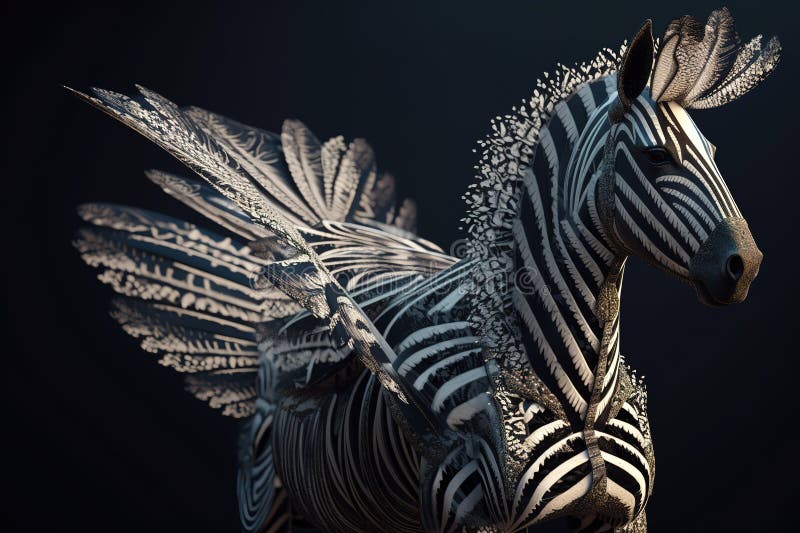 A Winged Zebra with Scales instead of Fur. Generative AI Stock ...