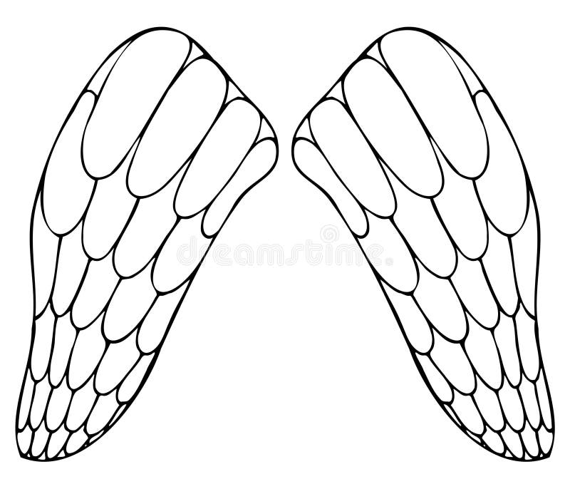 Wings of an Abstract Shape in a Black Silhouette Stock Vector ...