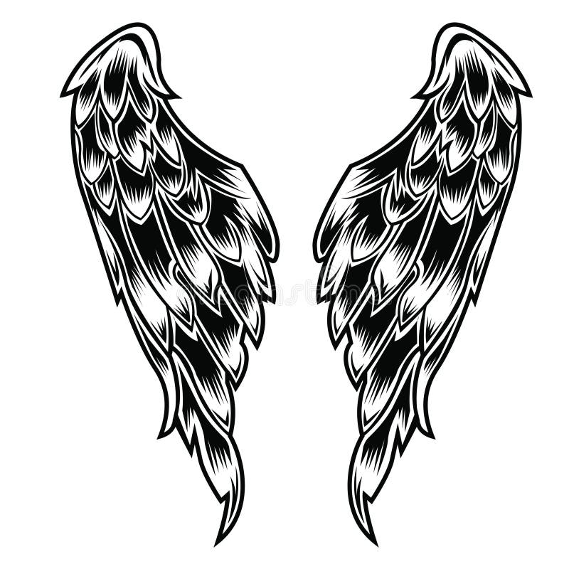 Angel Wings Black White Stock Illustrations – 12,956 Angel Wings Black ...