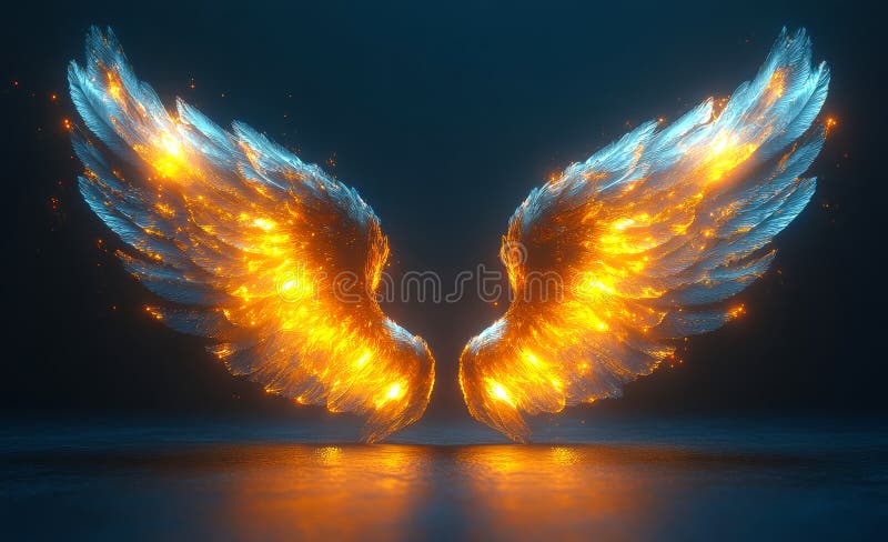 The Wings of a Bird are Lit Up with Fire, Creating a Dramatic Stock ...