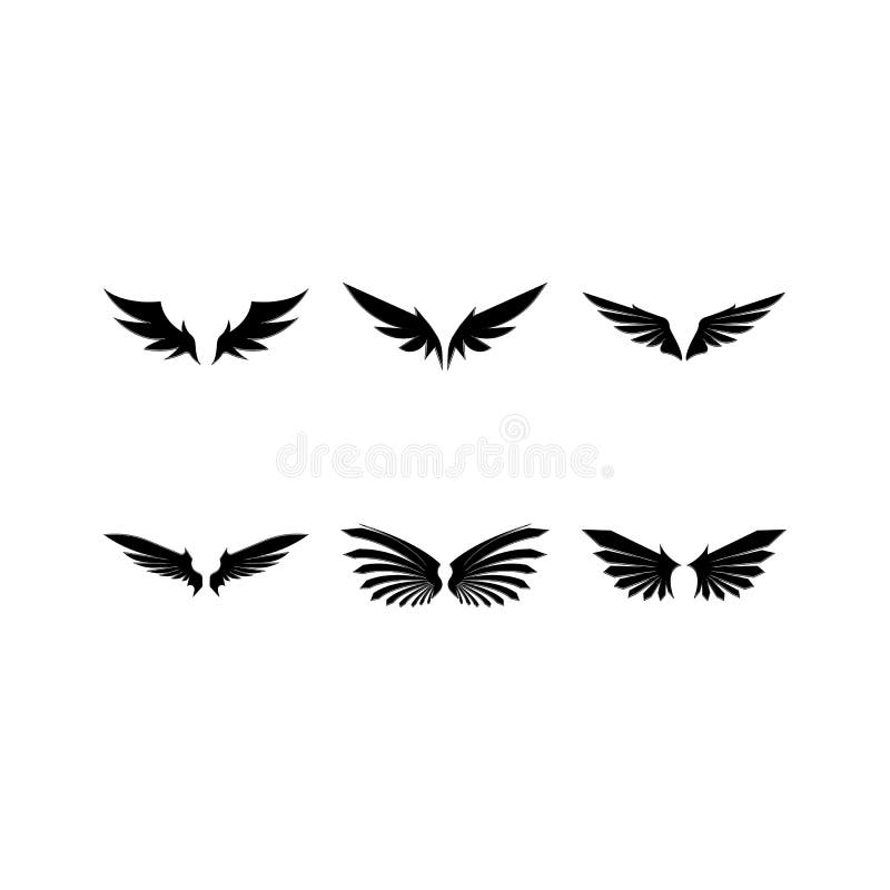 Wings Black Icons Vector Set. Modern Minimalistic Design Stock Vector ...