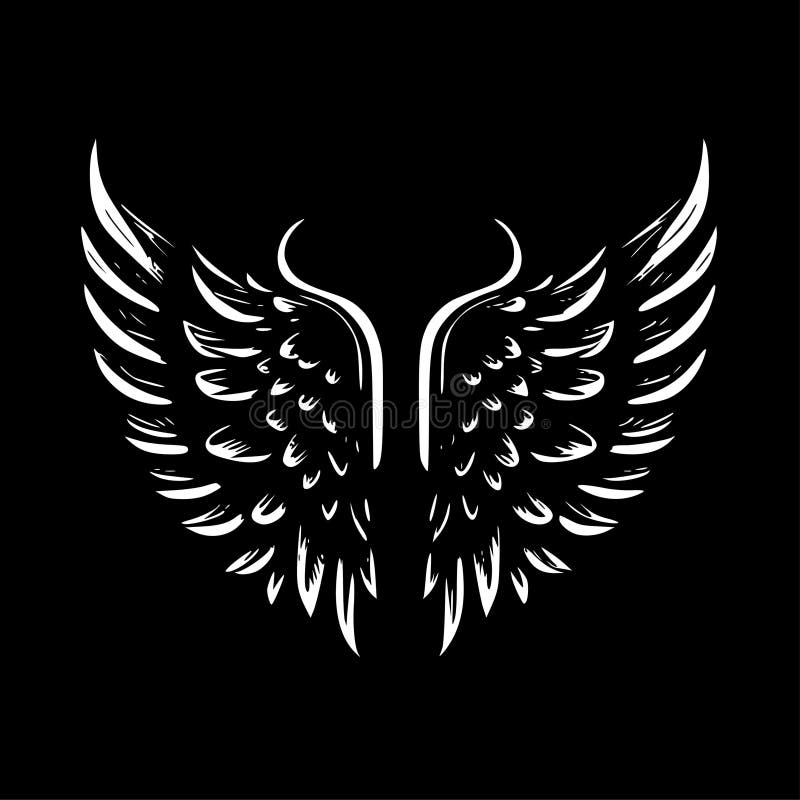 Wings - Black and White Isolated Icon - Vector Illustration Stock ...