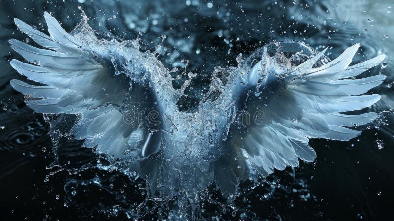 Elegant Wings Emerging from Water in a Splash at Twilight Stock Image ...