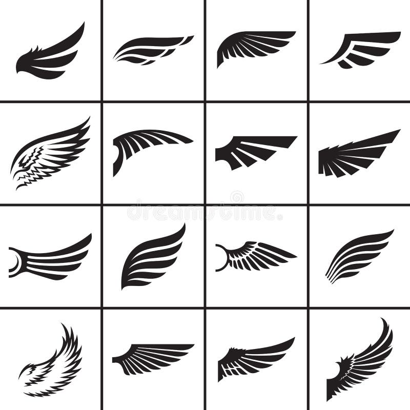 Wings design elements set stock vector. Illustration of feather - 43050072