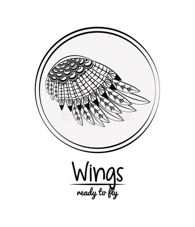 Wings draw emblem cartoon stock vector. Illustration of mascot - 124383399