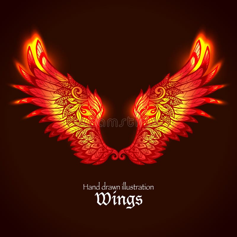 Wings and Flame stock vector. Illustration of design - 209793324