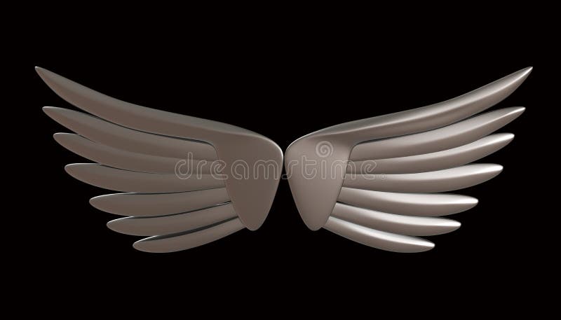 Wings 3d rendering stock illustration. Illustration of gray - 114668020