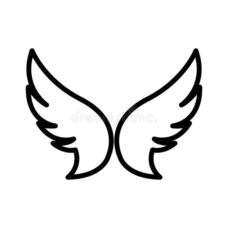 Wings Icon Linear Logo Mark in Black and White Stock Vector ...