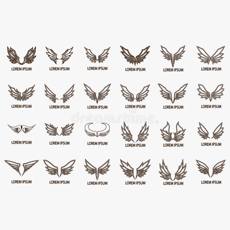 Wings icon set vector stock vector. Illustration of bird - 305341978