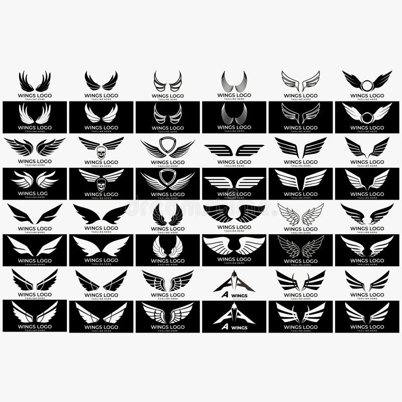 Wings icon set vector stock illustration. Illustration of emblem ...