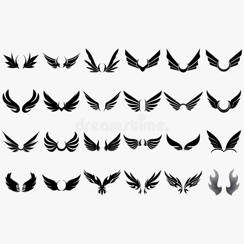 Wings icon set vector stock illustration. Illustration of abstract ...