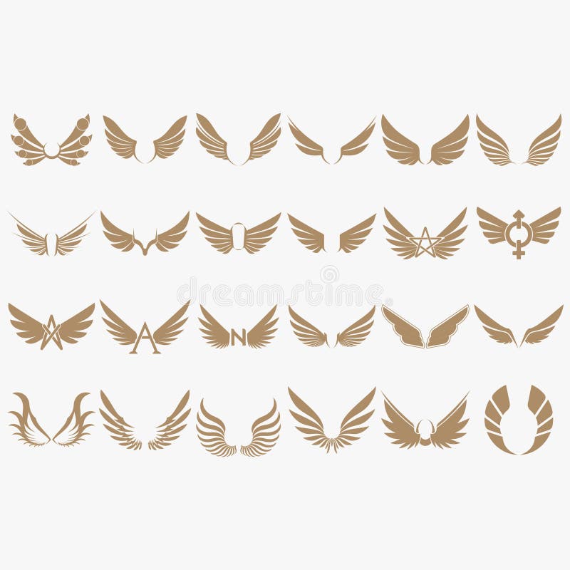 Wings icon set vector stock vector. Illustration of design - 305342098