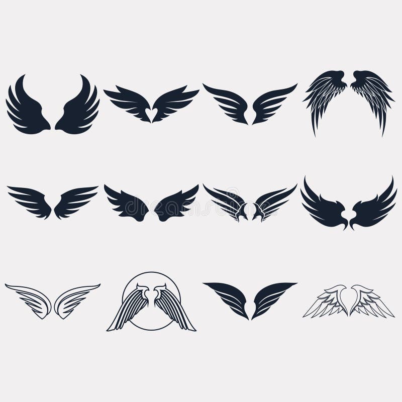 Wings icon set vector stock vector. Illustration of emblem - 309690020