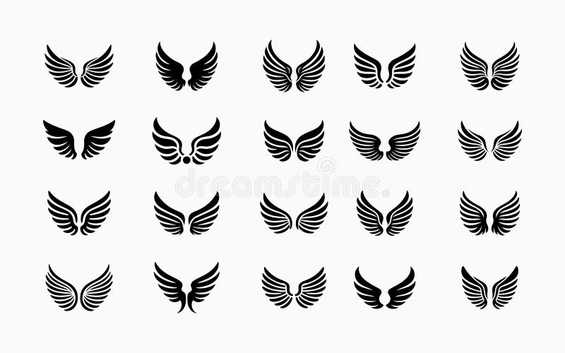 Wings Icons. Set of Black Wing Icons Stock Vector - Illustration of hawk, dove: 348924263