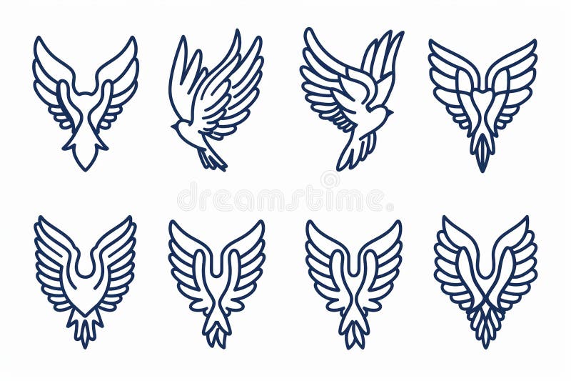Wings Icons on White Background Stock Illustration - Illustration of ...