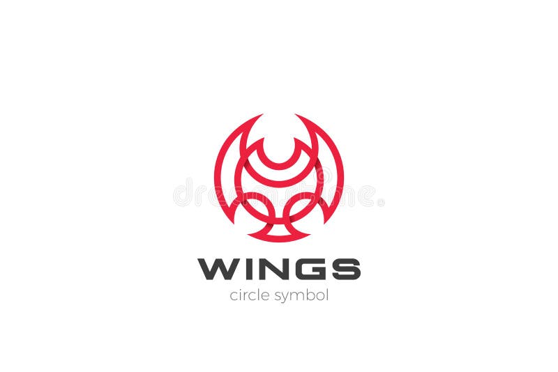 Wings Logo Abstract Circle Shape Design Vector Template Linear Outline ...