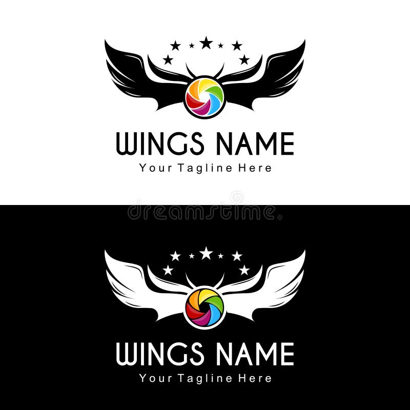 Wings Logo Design, Shield Wings Vector, Bird Feather Illustration Stock ...