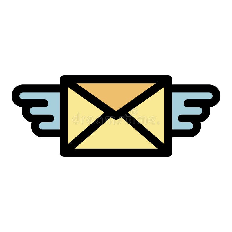 Wings Mail Icon Color Outline Vector Stock Illustration - Illustration ...