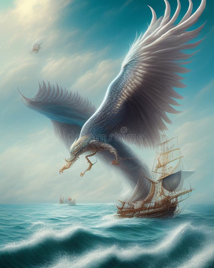 Wings of the Ocean, Waves and Nature Stock Illustration - Illustration ...