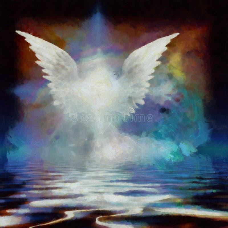 Wings over water stock illustration. Illustration of angel - 191941040