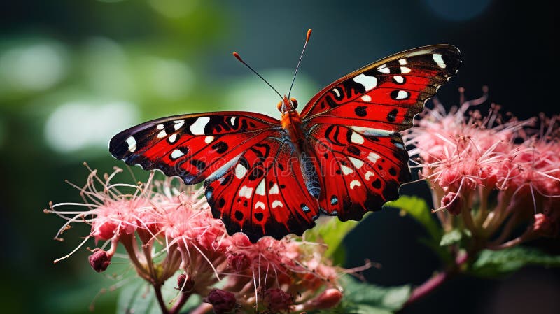 Wings red butterfly stock illustration. Illustration of nature - 369620443