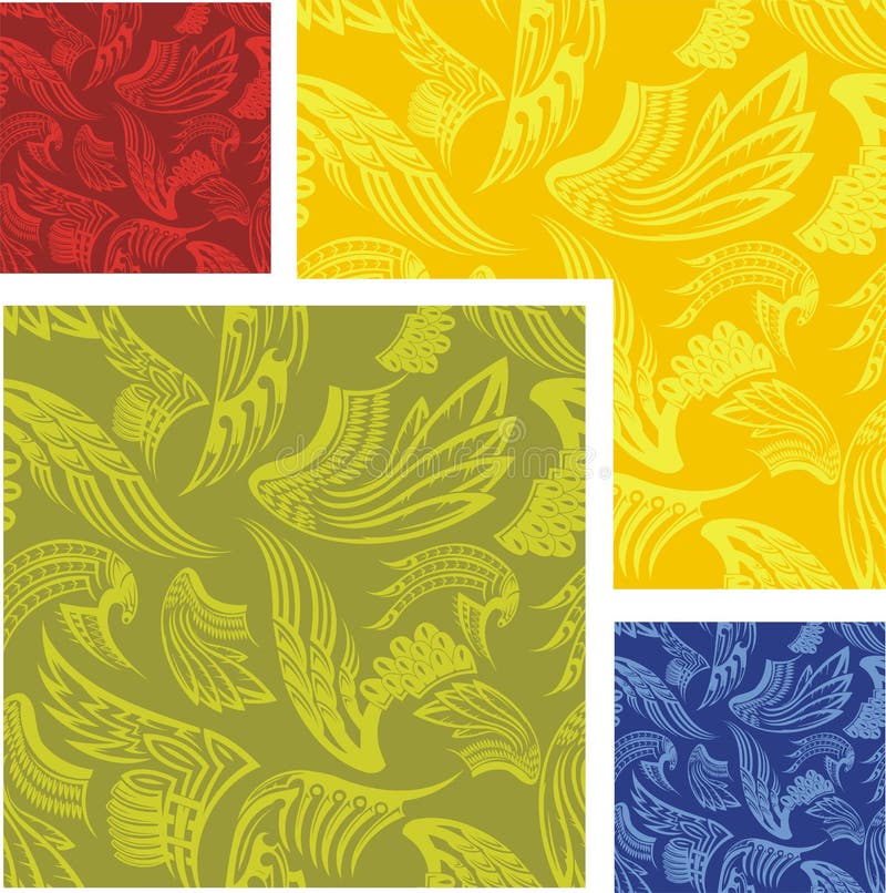Wings - Seamless Pattern Set. Stock Vector - Illustration of grungy ...