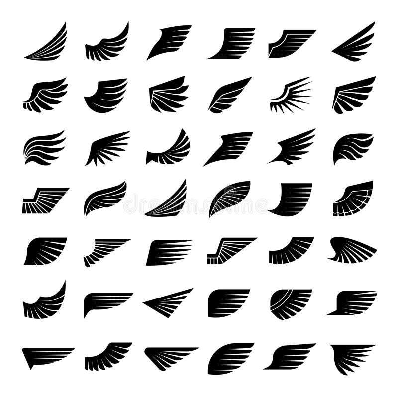Wings. Symbols of Aviation or Pilot Emblems Recent Vector Stylized ...