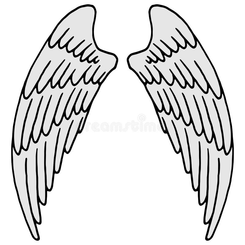 2643 Wings, Vector Illustration, Linear Drawing of a Pair of Wings in ...