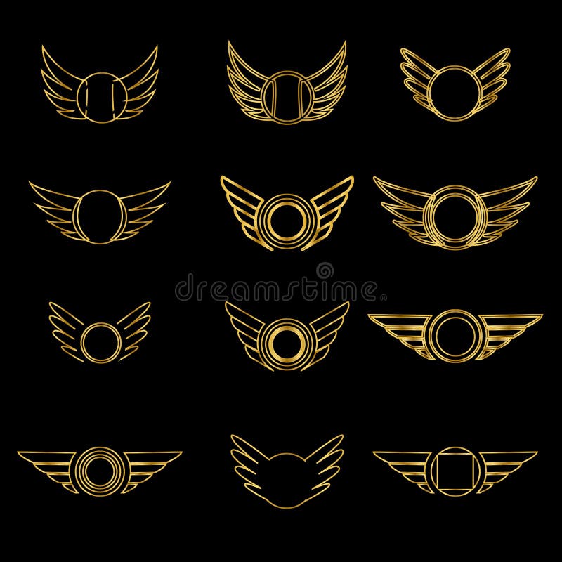 Wings Vector Logo Set. Wings Icon Set. Luxury Monogram. Stock Vector ...