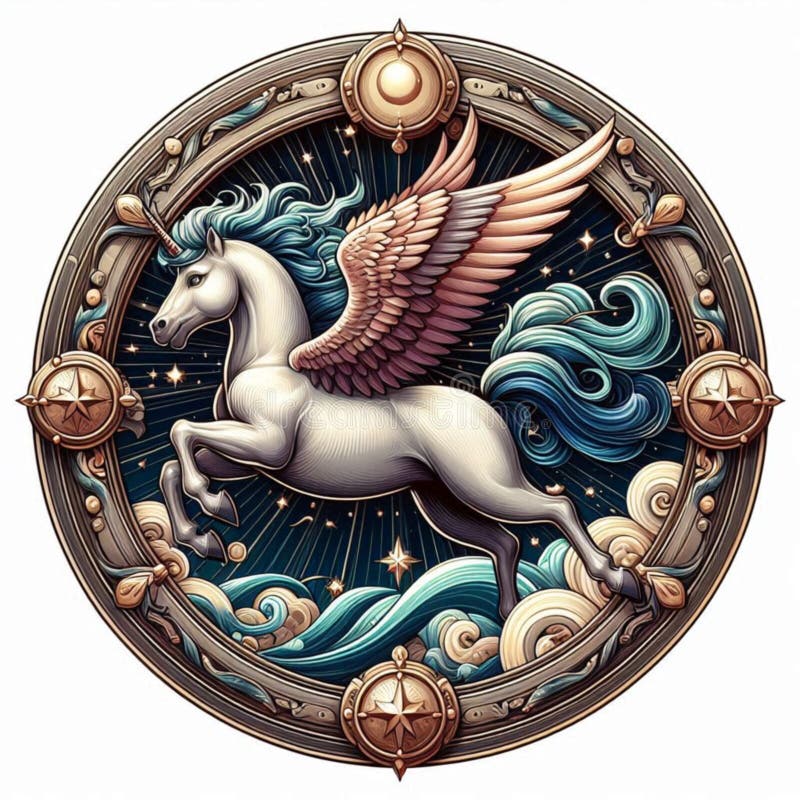 Wings of Victory within the Circle Stock Illustration - Illustration of pegasus, cartoon: 330468338