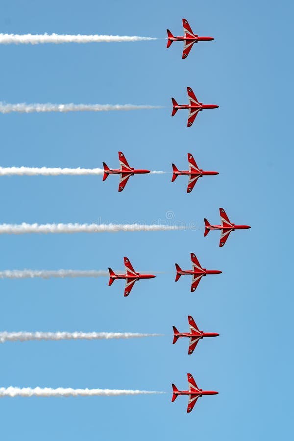 Wings and Wheels 2018, Red Arrows Formation Stock Photo - Image of ...