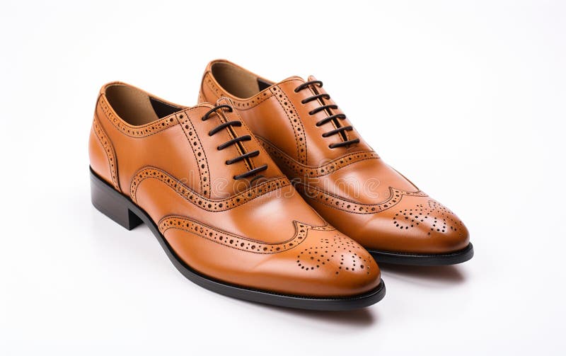 Wingtips Man Shoes White Background -Generative Ai Stock Illustration ...