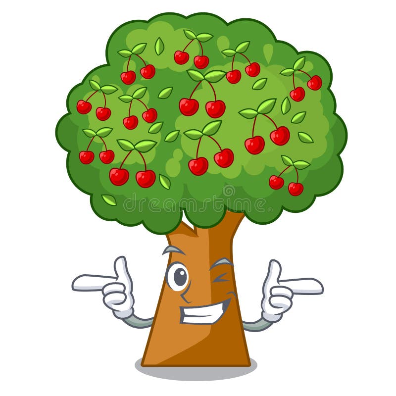 Wink Cherry Tree Isolated in the Mascot Stock Vector - Illustration of ...