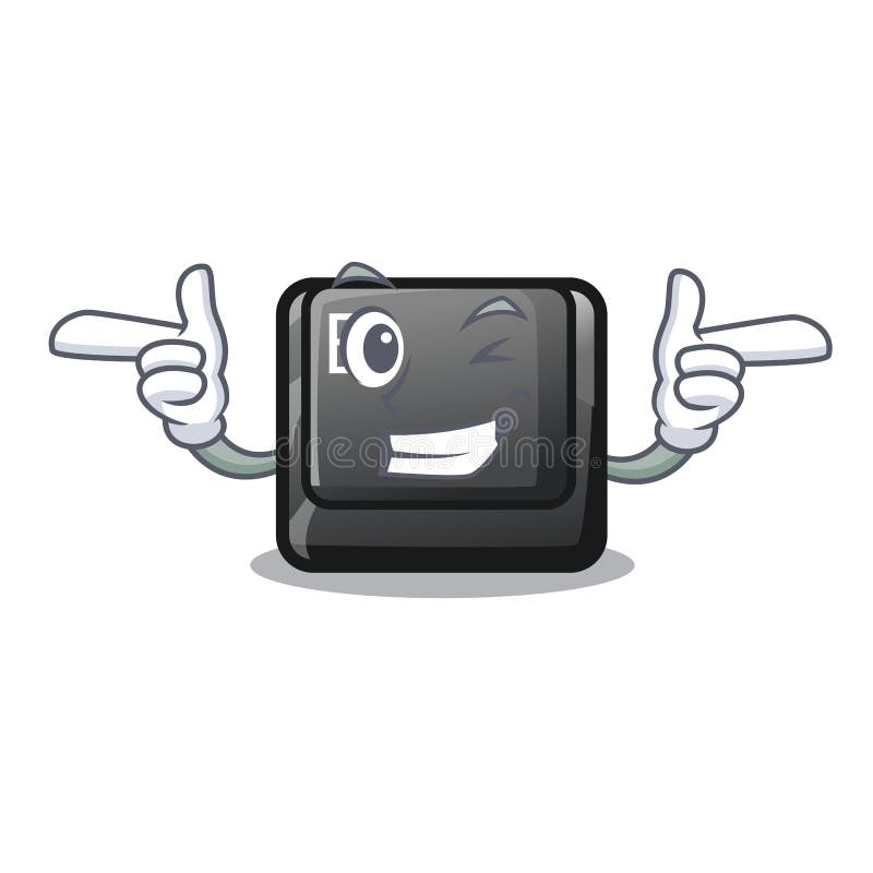 Wink E Button Attached To Cartoon Keyboard Stock Vector - Illustration ...