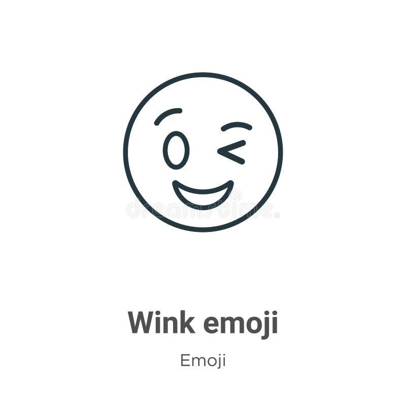 Wink Emoji Outline Vector Icon. Thin Line Black Wink Emoji Icon, Flat ...