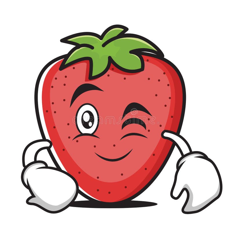 Wink Face Strawberry Cartoon Character Stock Vector - Illustration of ...